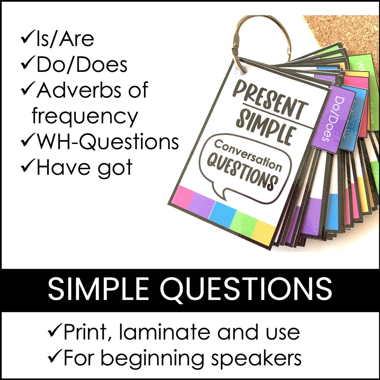 ESL Conversation Cards - Questions in Present Simple Tense