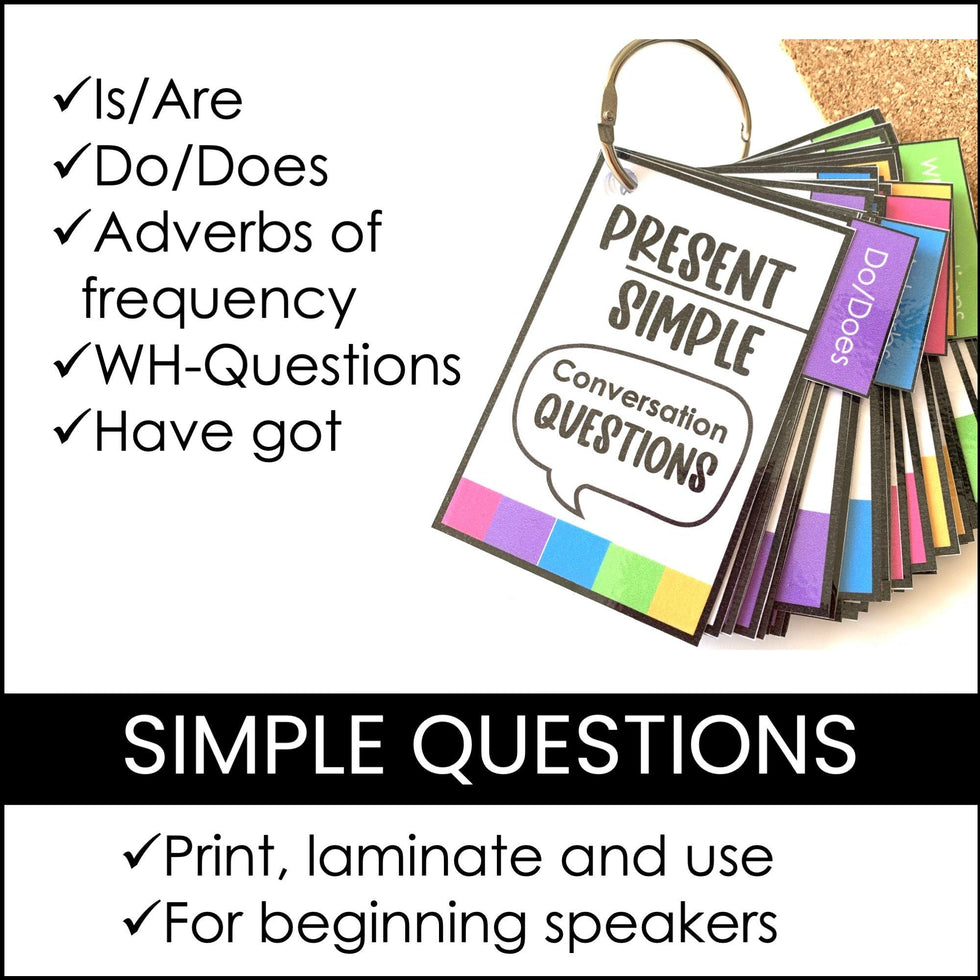 ESL Conversation Cards - Questions in Present Simple Tense