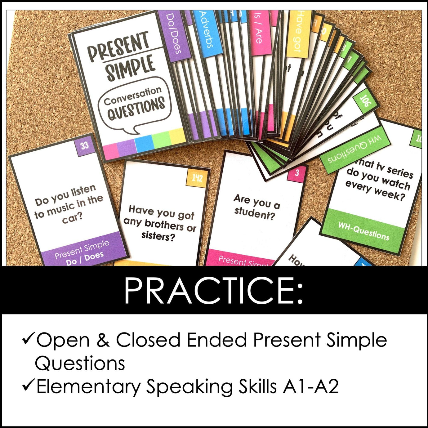 ESL Conversation Cards - Questions in Present Simple Tense