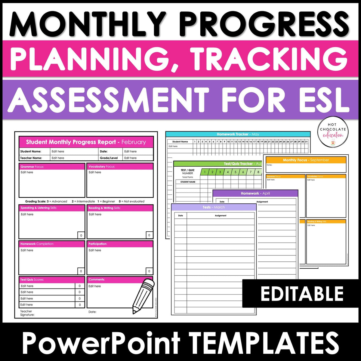ESL / EFL Editable Progress Reports | Assessment Templates – Hot ...