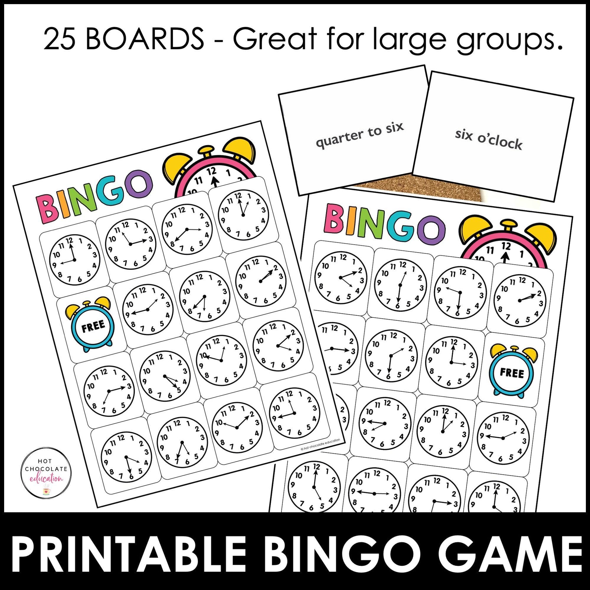 ESL Game : Telling Time Bingo (To the nearest 5 minutes) – Hot ...