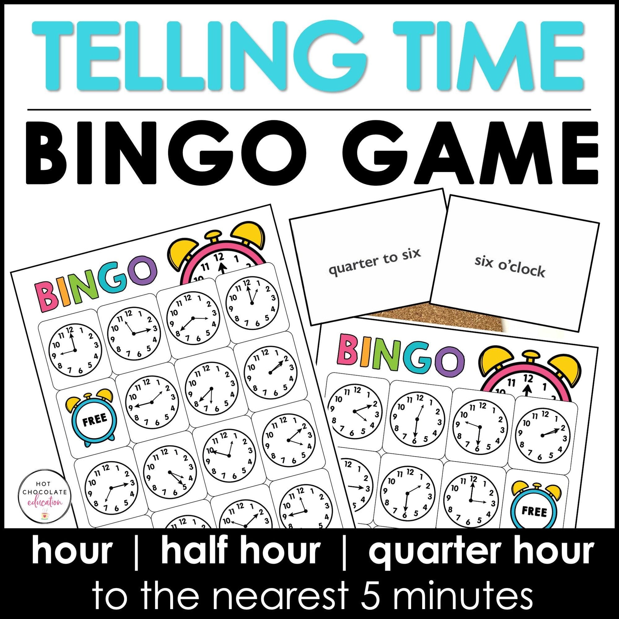 ESL Game : Telling Time Bingo (To the nearest 5 minutes) – Hot ...