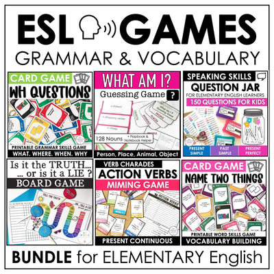 Elementary ESL Games Bundle: Grammar & Vocabulary Building – Hot ...