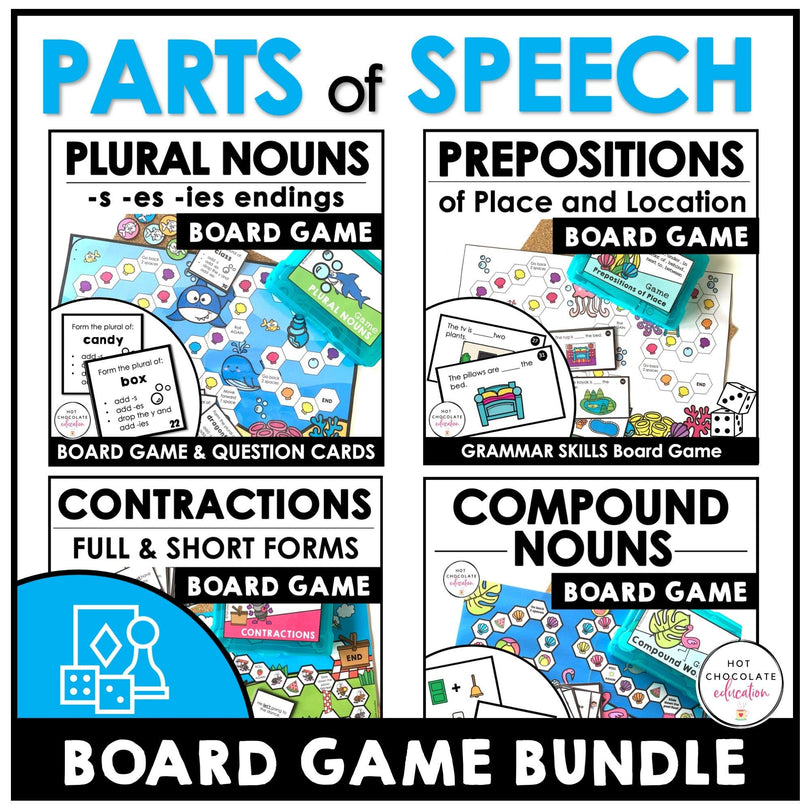 ESL Grammar Board Game Bundle - Parts of Speech & Verbs
