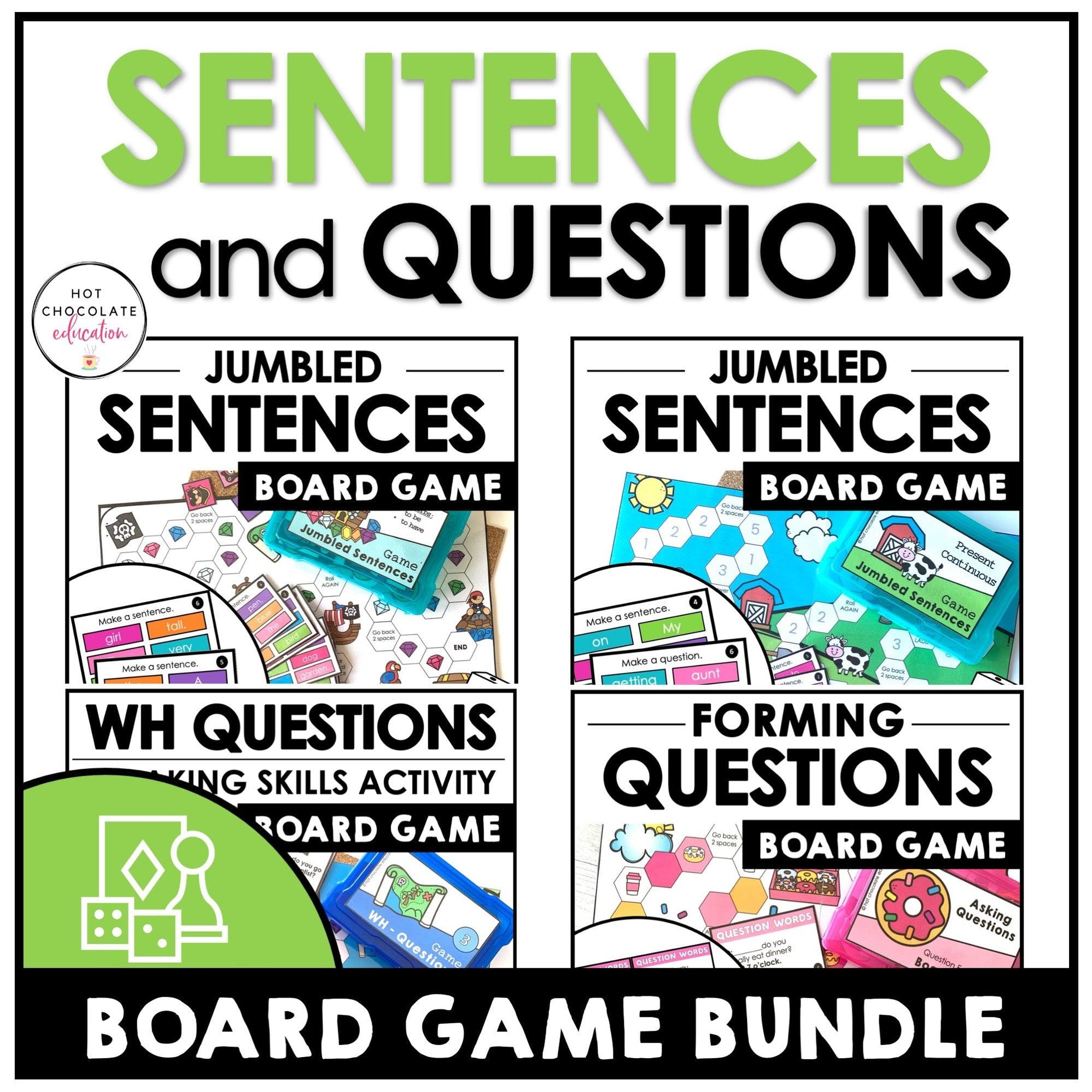 ESL Grammar Board Game Bundle - Parts of Speech & Verbs – Hot Chocolate ...