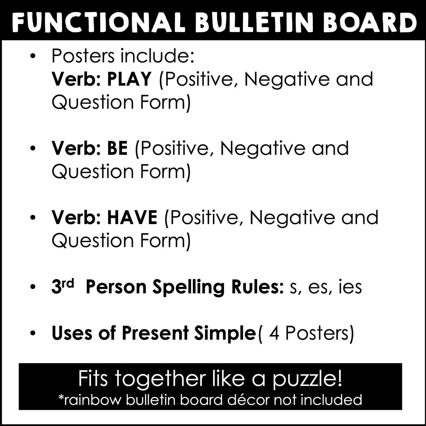 ESL Grammar Posters: Present Simple Tense
