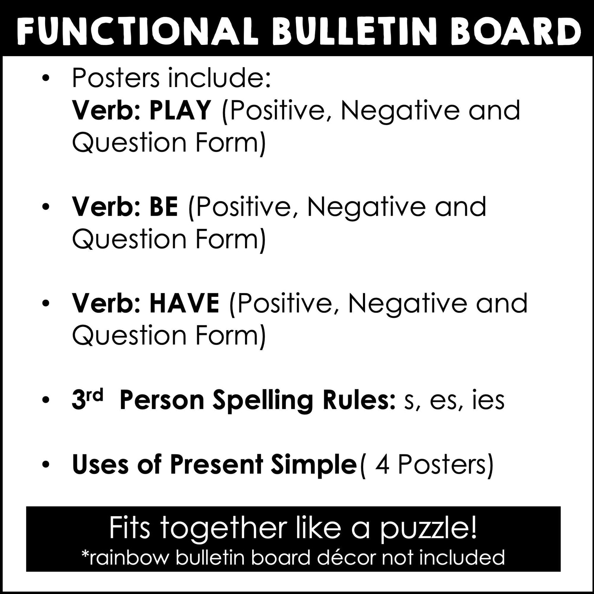 ESL Grammar Posters: Present Simple Tense