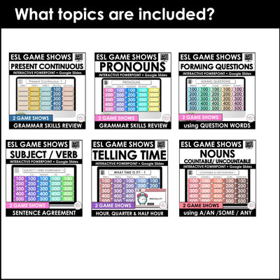 ESL Grammar Skills Bundle - 30 Jeopardy-Style Games – Hot Chocolate ...