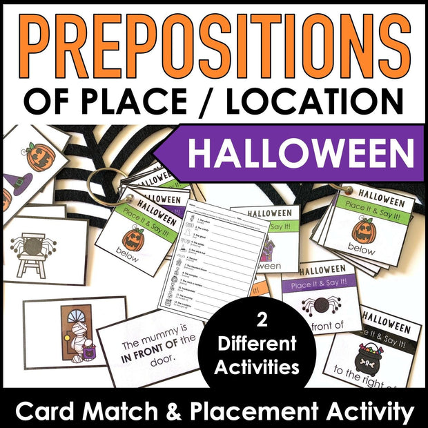 Halloween Prepositions: ESL Card Match Activity