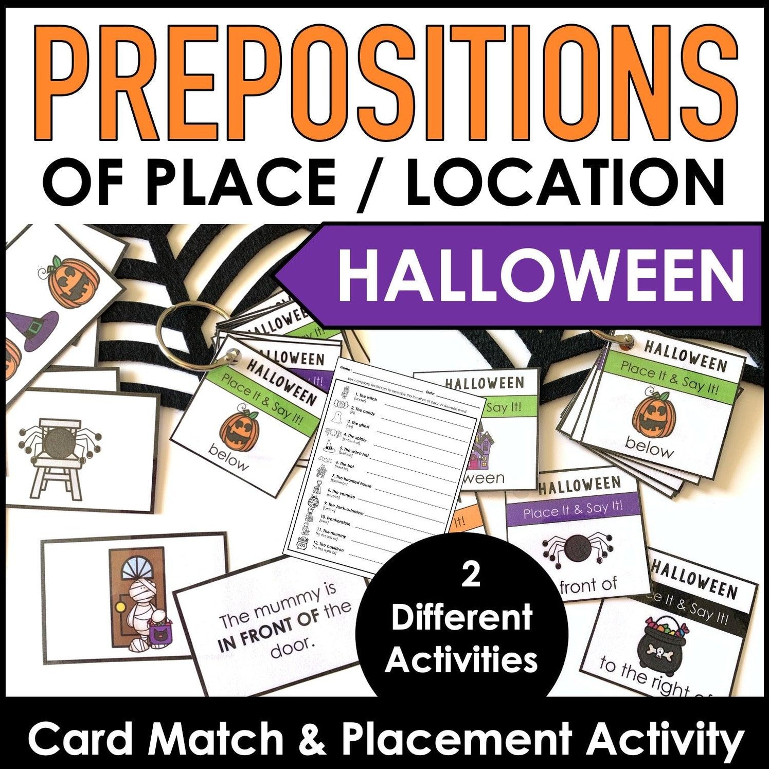 Halloween Prepositions: ESL Card Match Activity – Hot Chocolate Teachables