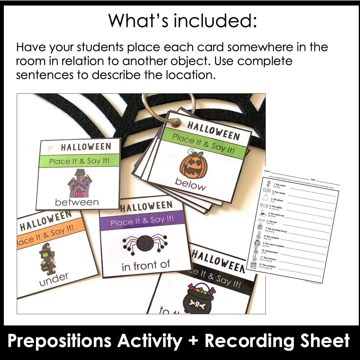 Halloween Prepositions: ESL Card Match Activity – Hot Chocolate Teachables