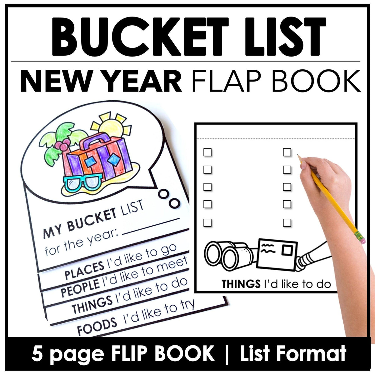ESL New Year Bucket List Activity | Goals FLAP BOOK – Hot Chocolate ...