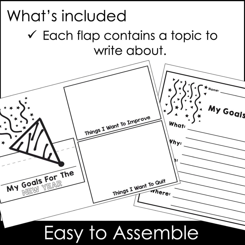 ESL New Year's Goals Writing | Resolutions Flap Book