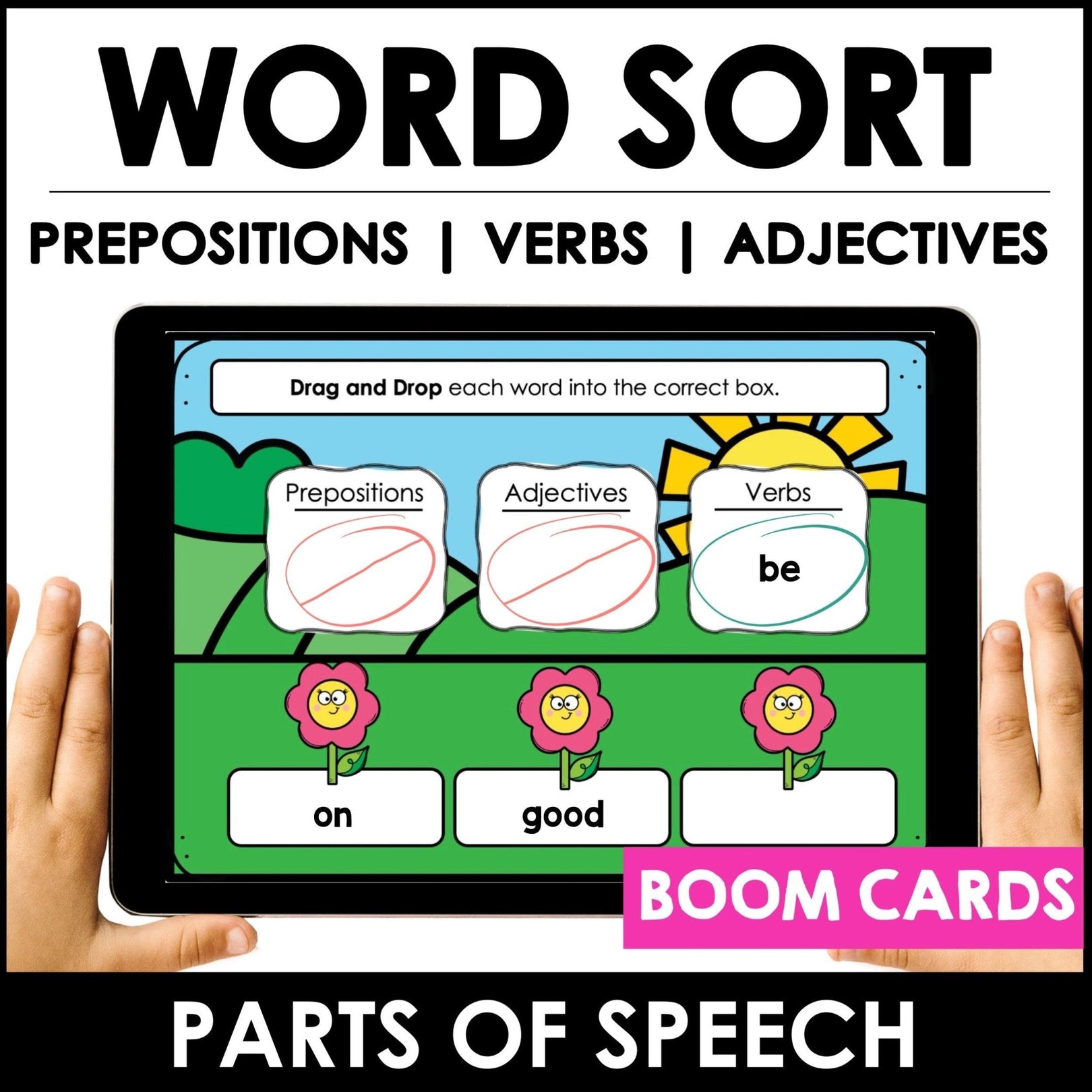 Parts of Speech Word Sort: Verbs, Adjectives & Prepositions