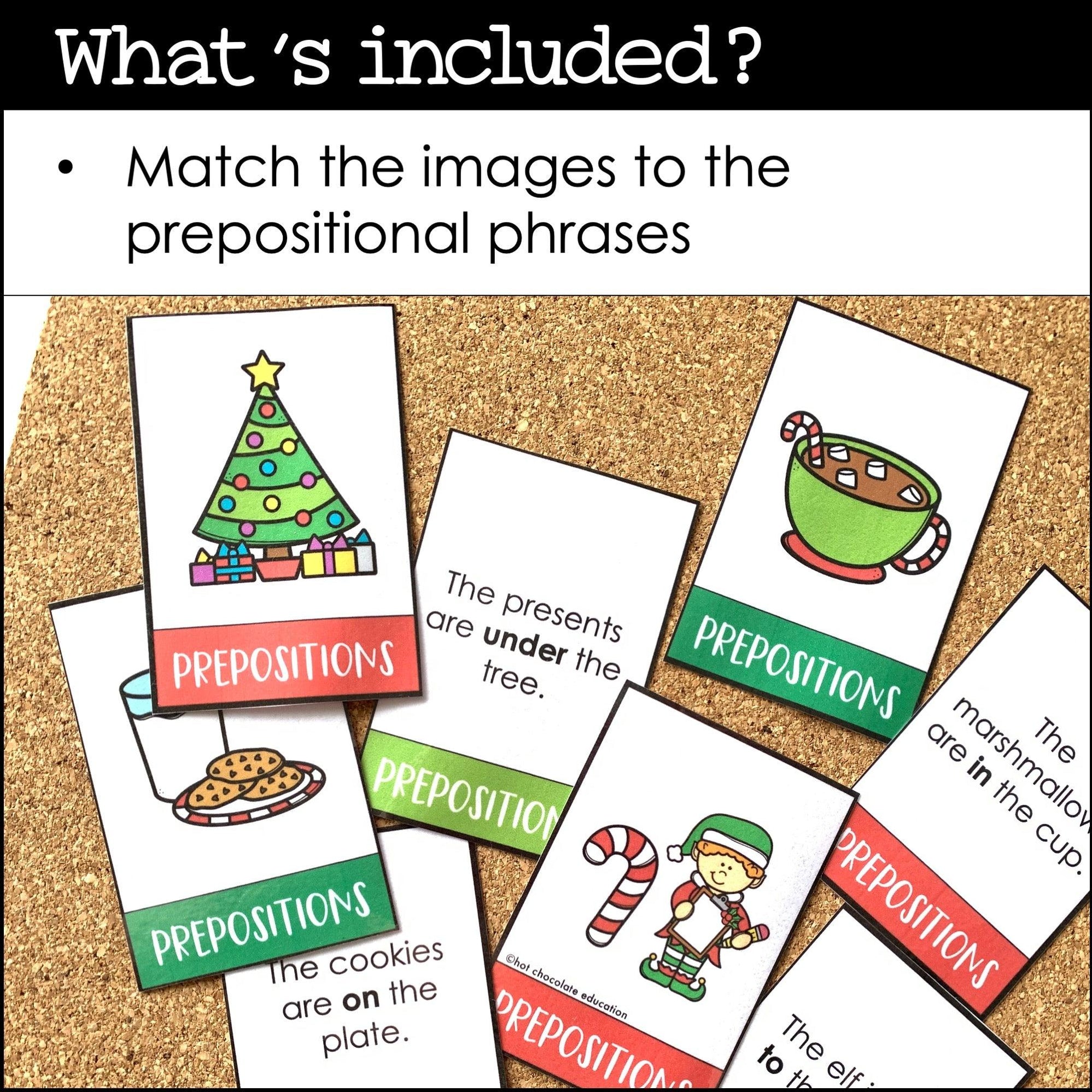 Christmas ESL Prepositions Card Match for Place & Location – Hot ...
