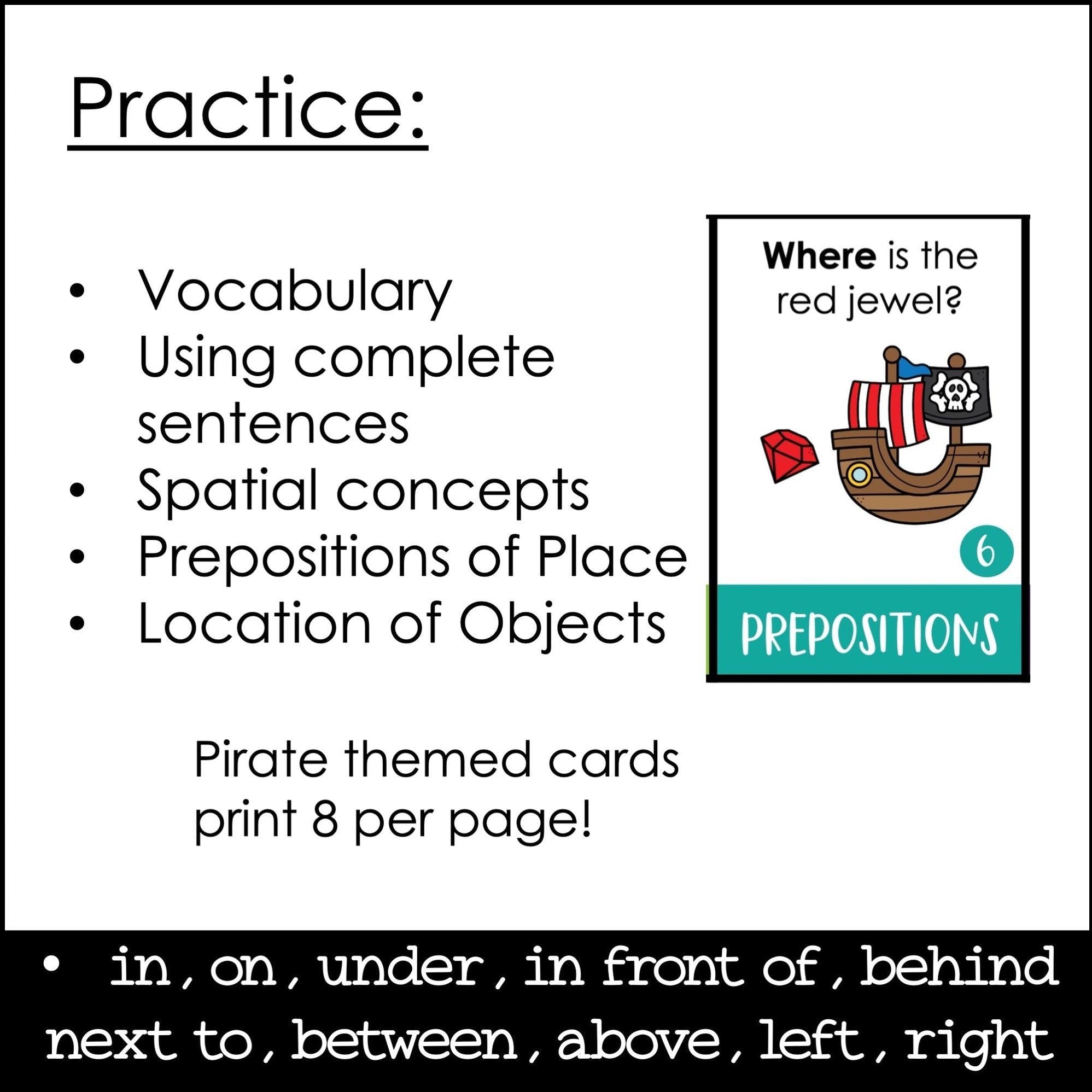 ESL Prepositions of Place Task Card Activity - Pirate Themed – Hot ...