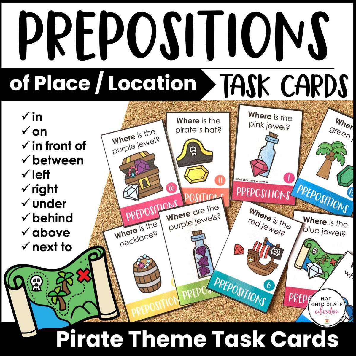ESL Prepositions of Place Task Card Activity - Pirate Themed – Hot ...