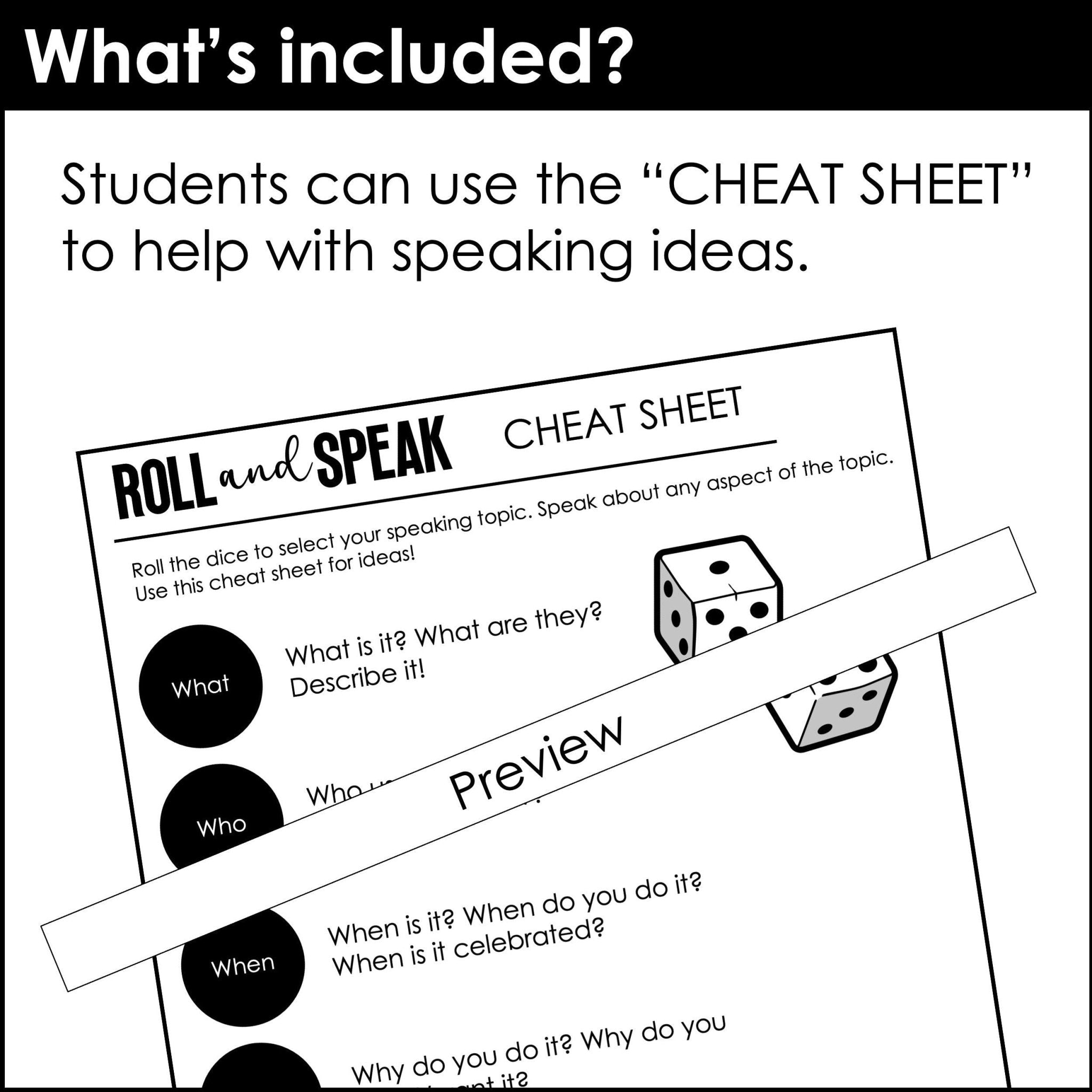 Basic Vocabulary ESL Dice Game - Fun Student-Led Activity