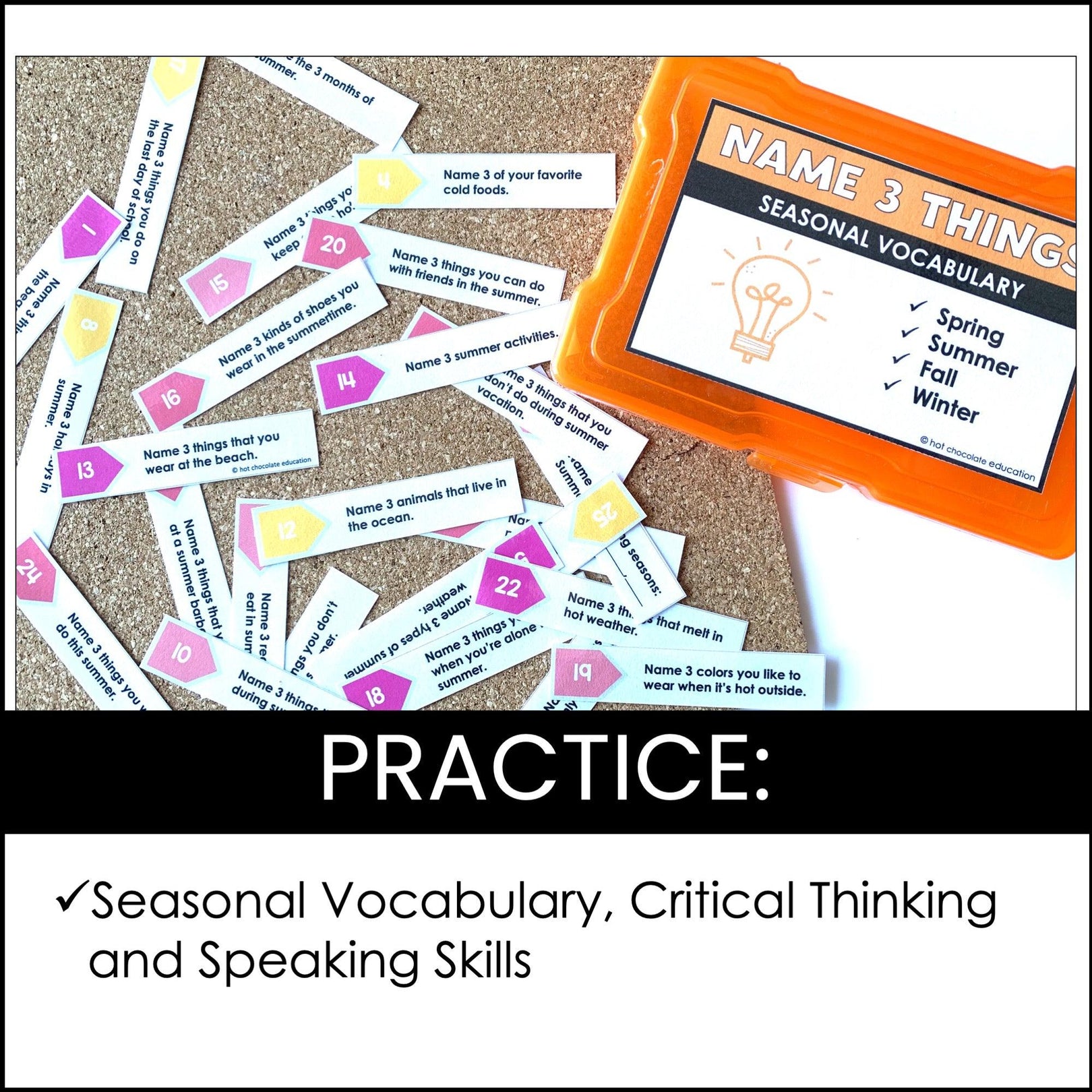 Name Three - Seasonal Vocabulary Activity for Kids