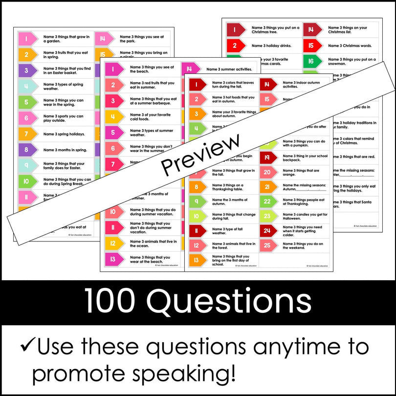 Name Three - Seasonal Vocabulary Activity for Kids
