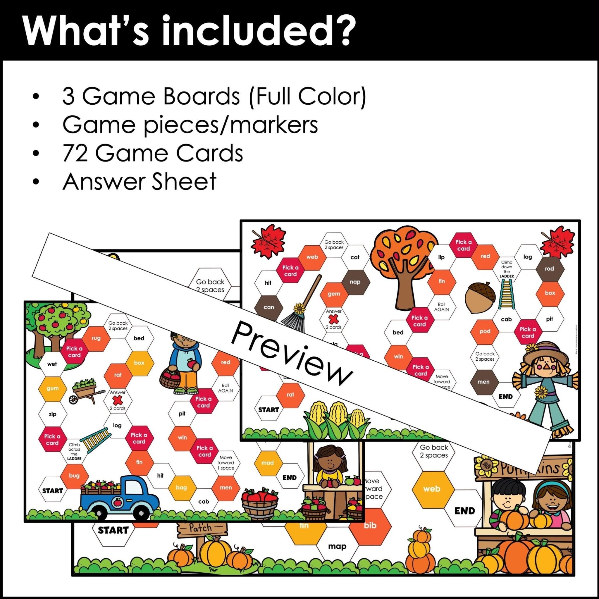 Fall CVC Word Roll & Read Games: Short Vowel Practice – Hot Chocolate ...