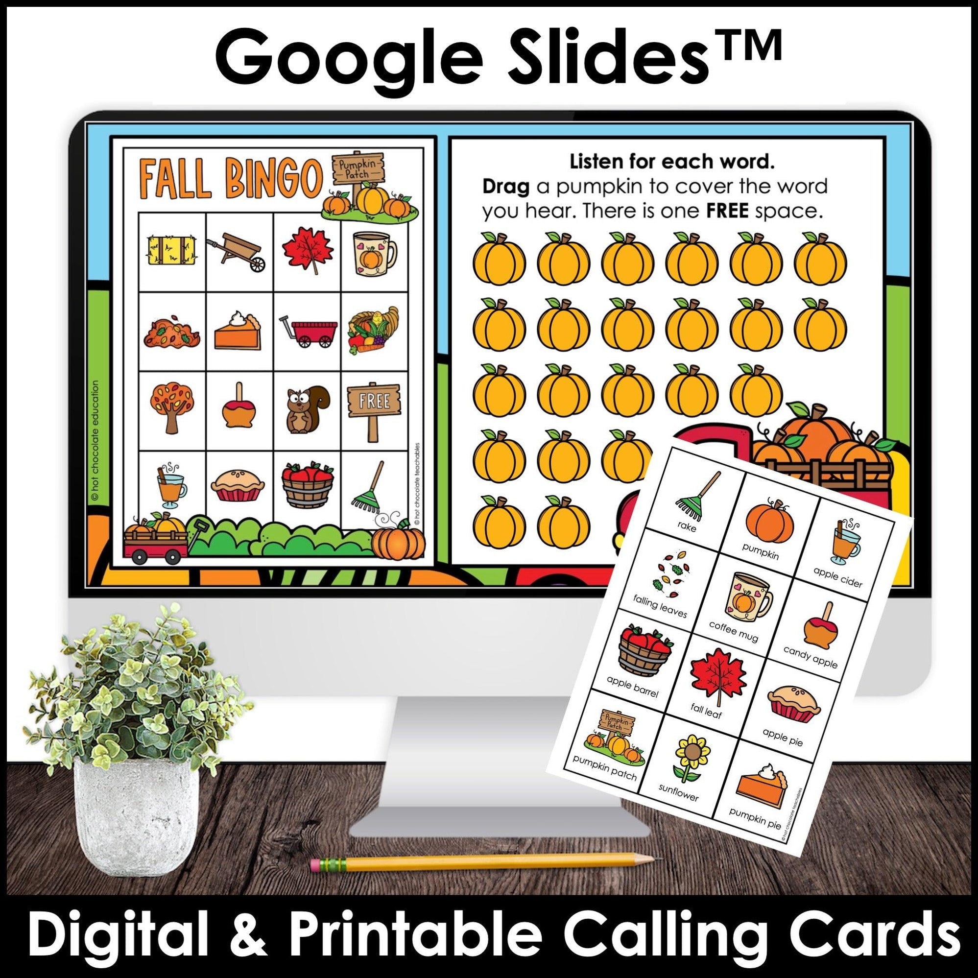 Fall Theme Vocabulary Bingo Game - Print & Digital BUNDLE – Hot ...