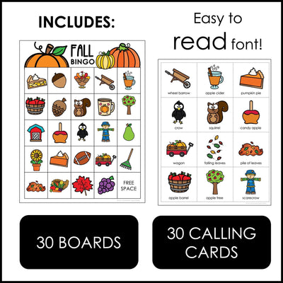 Fall Vocabulary Bingo - Autumn Classroom Game – Hot Chocolate Teachables