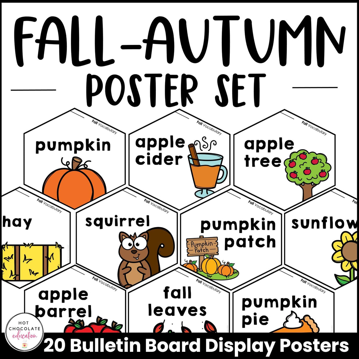 Fall Vocabulary Posters | Autumn Word Wall – Hot Chocolate Teachables