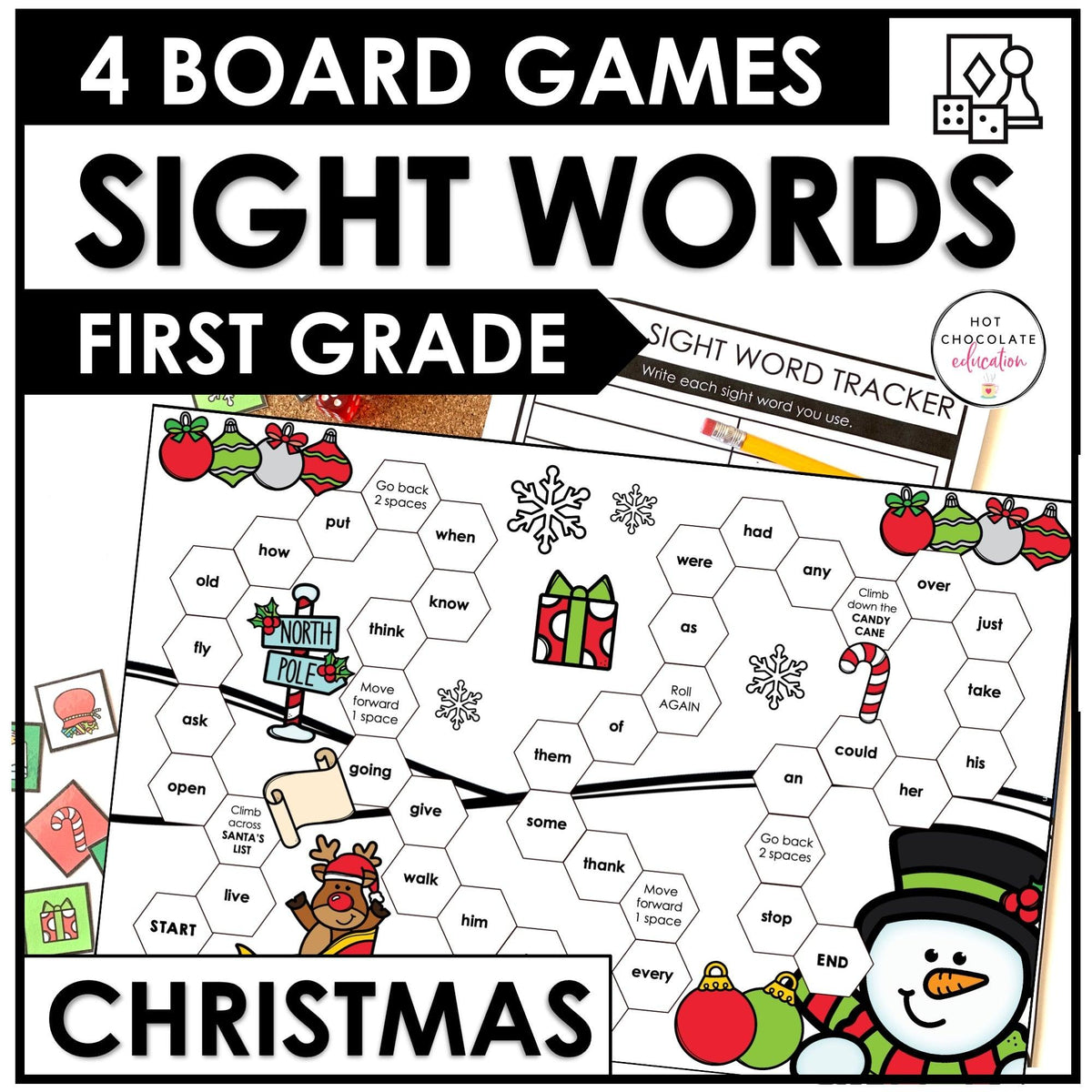 FIRST GRADE Sight Word Board Games for CHRISTMAS - Dolch – Hot ...