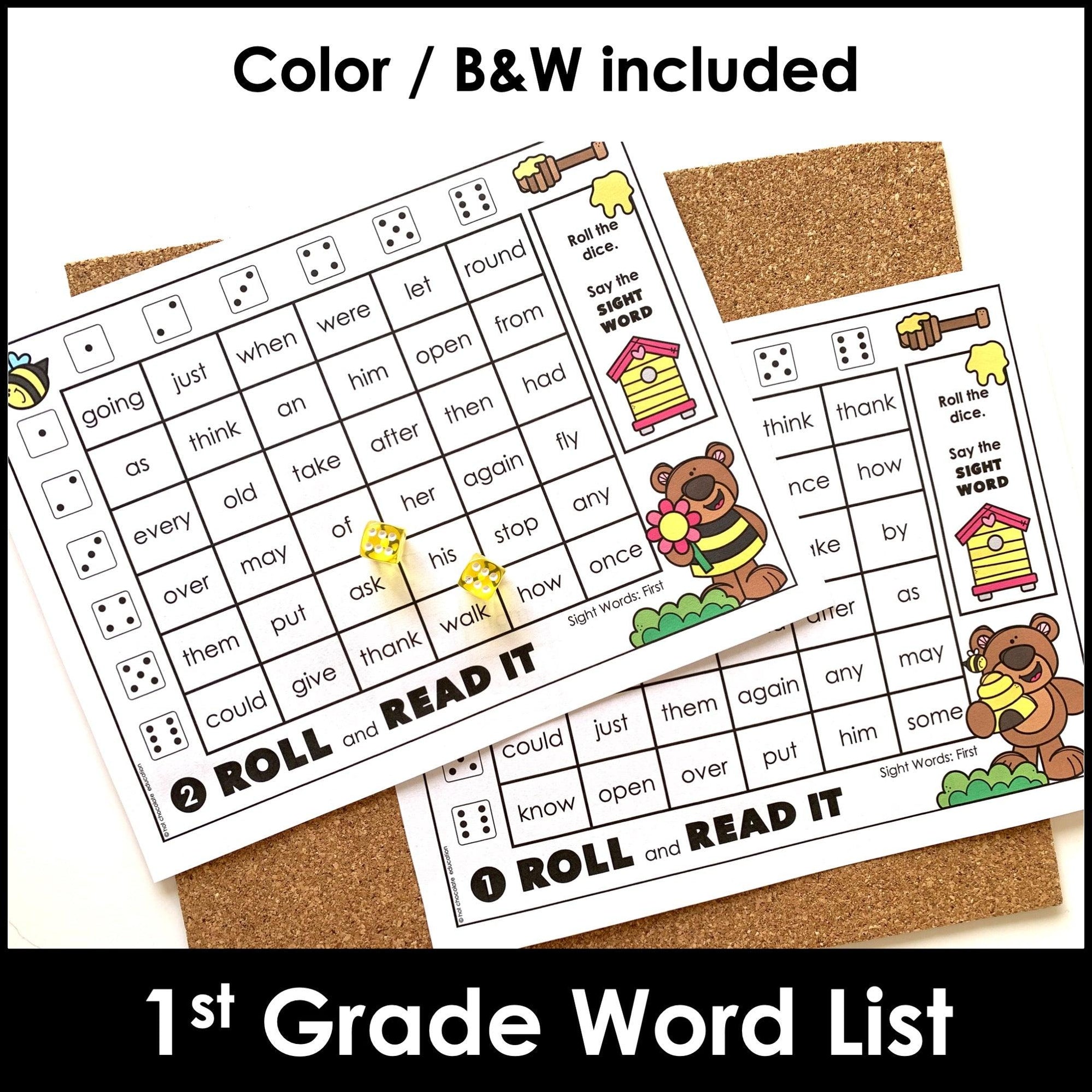 Roll & Read Sight Word Activity - 1st Grade Dolch List – Hot Chocolate ...