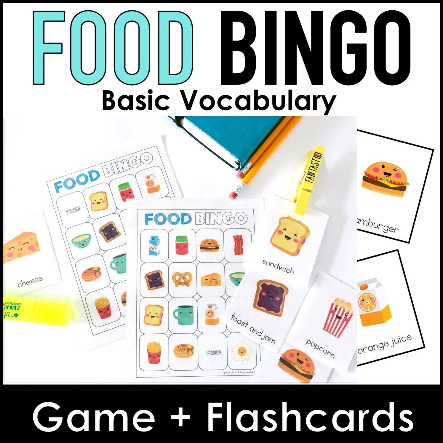 Food and Drink Vocabulary Bingo Game + Flashcards – Hot Chocolate ...