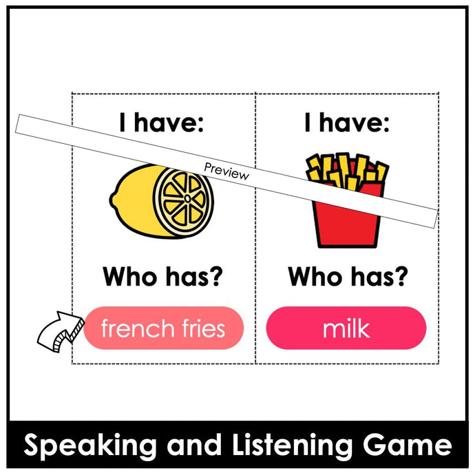 Food Vocabulary Card Game: I have/Who has?
