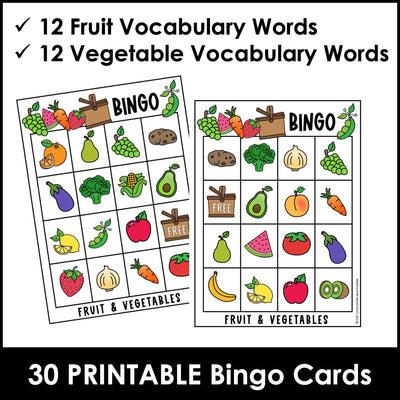 Fruit & Vegetable Bingo Game | ESL Activity – Hot Chocolate Teachables