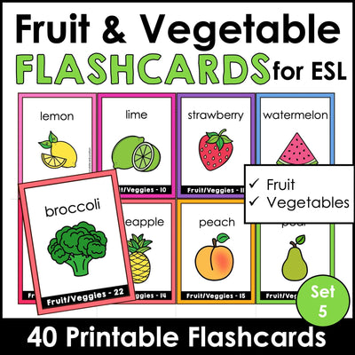 Fruit & Vegetable Vocabulary Flashcards | ESL Task Cards – Hot ...
