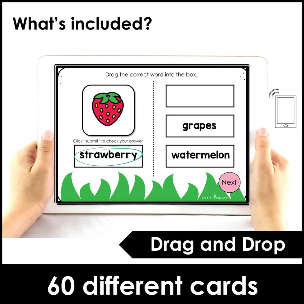 Fruit Vocabulary BOOM CARDS Interactive Digital Task Cards