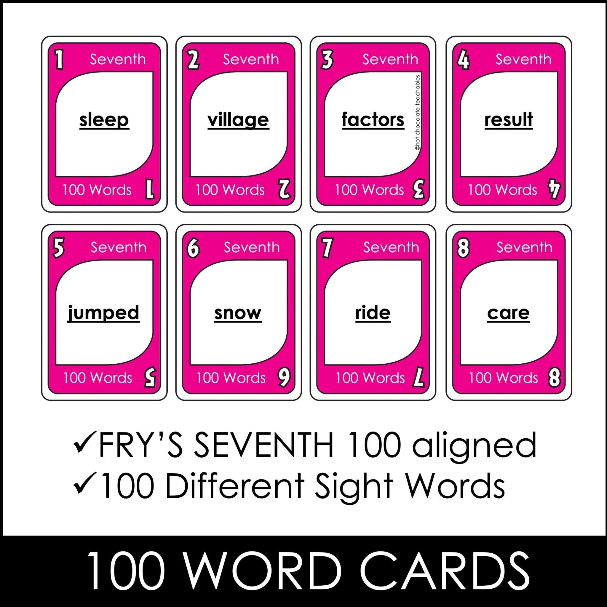 Sight Words Card Game - Seventh Hundred - Play like UNO – Hot Chocolate ...