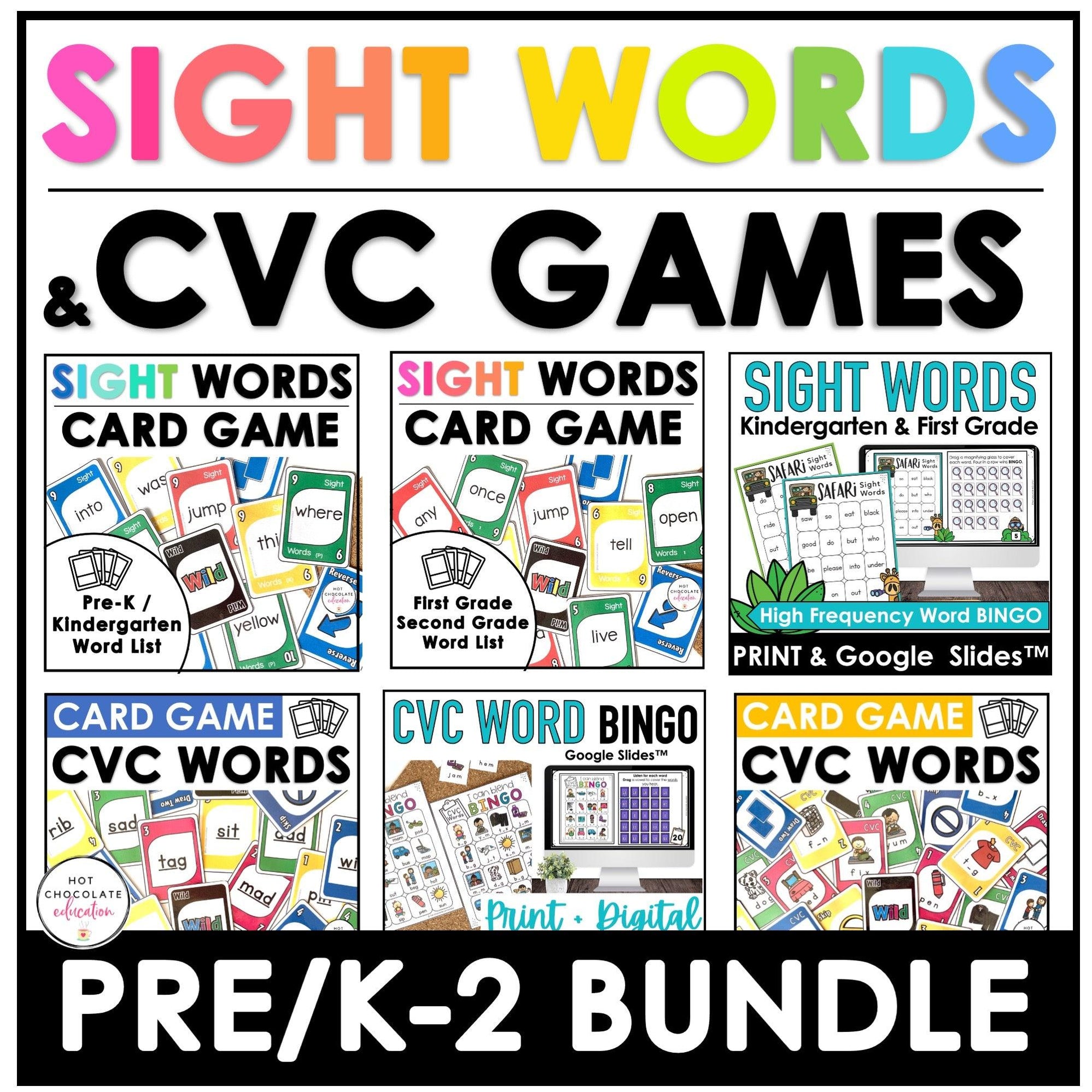 Games Bundle | Sight Words and CVC Short Vowel a-e-i-o-u – Hot ...