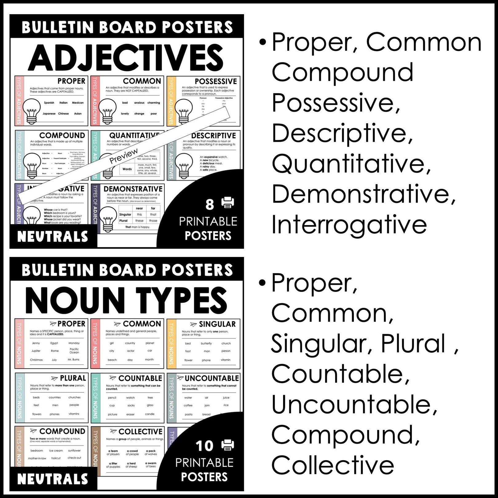 Grammar Poster Bundle - Parts of Speech