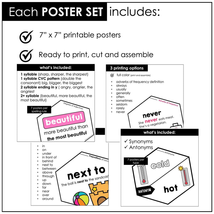 Printable Classroom Grammar Posters - Hot Chocolate Teachables
