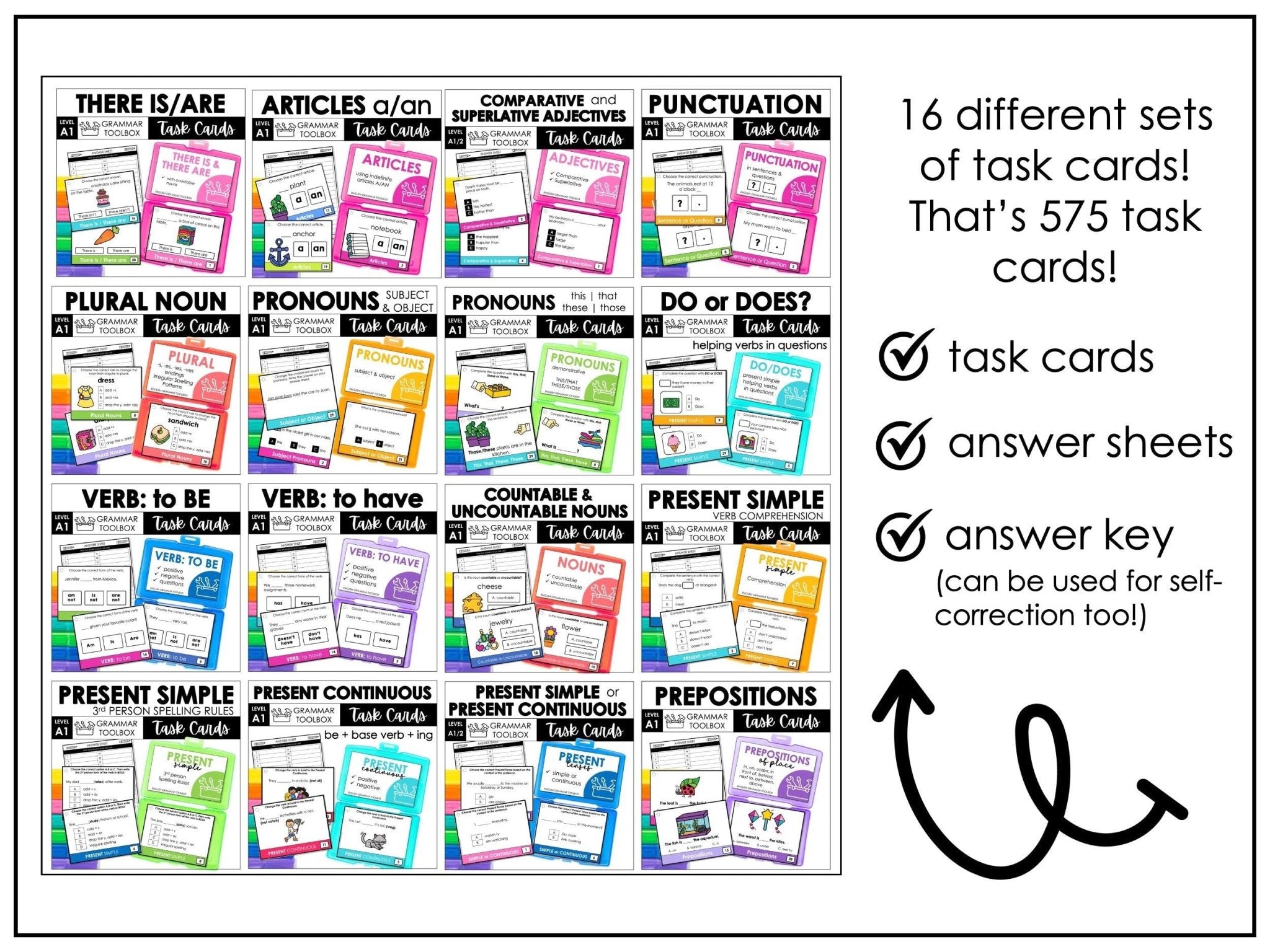 Grammar Task Cards Bundle - Parts of Speech, Verbs, Nouns – Hot ...