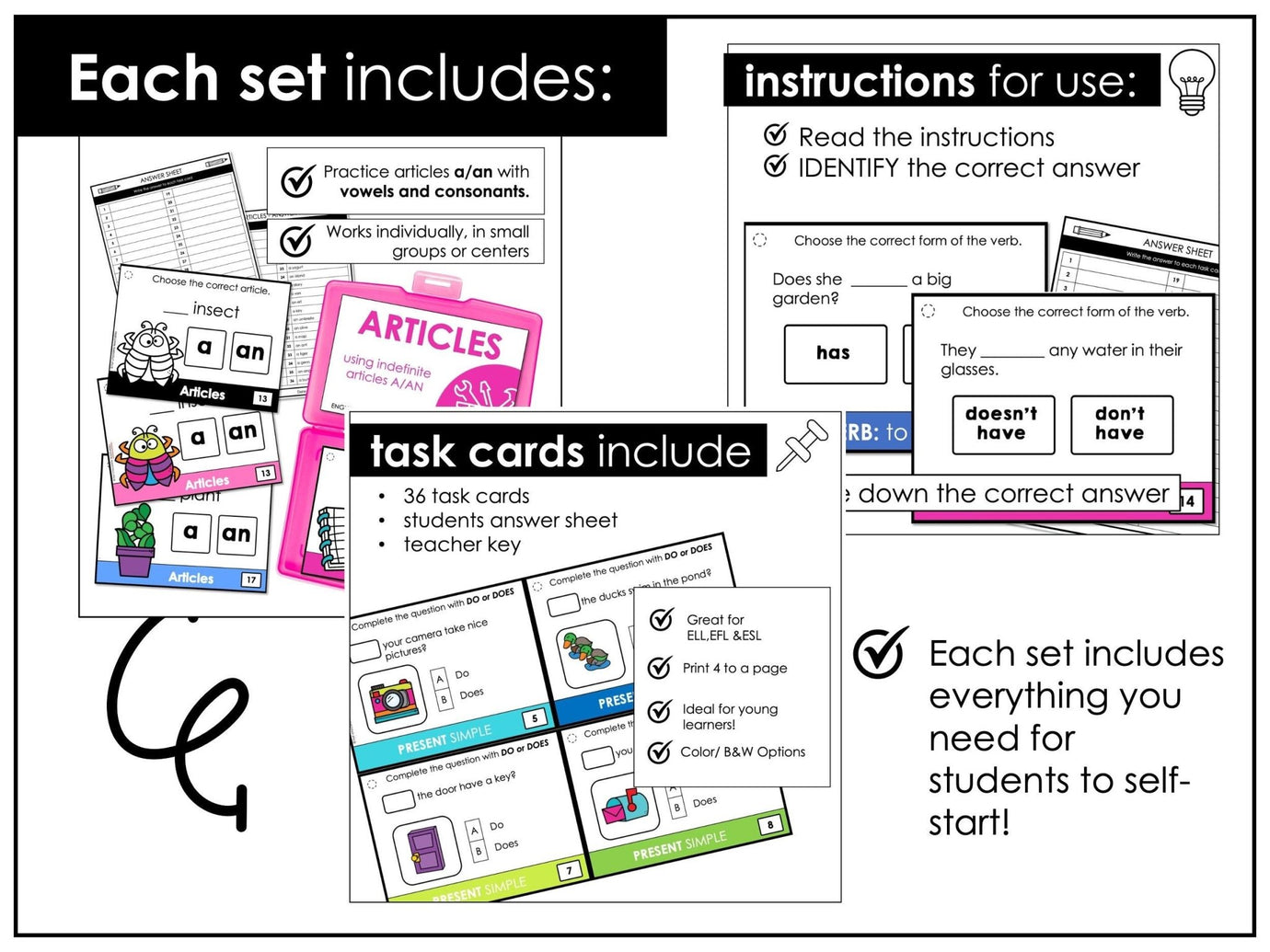 Grammar Task Cards Bundle - Parts of Speech, Verbs, Nouns