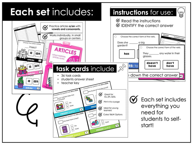 Grammar Task Cards Bundle - Parts of Speech, Verbs, Nouns