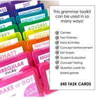 Grammar Task Card Bundle - Questions, Verb Tenses: ESL A2/B1