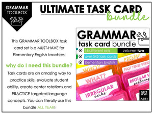 Grammar Task Card Bundle - Questions, Verb Tenses: ESL A2/B1
