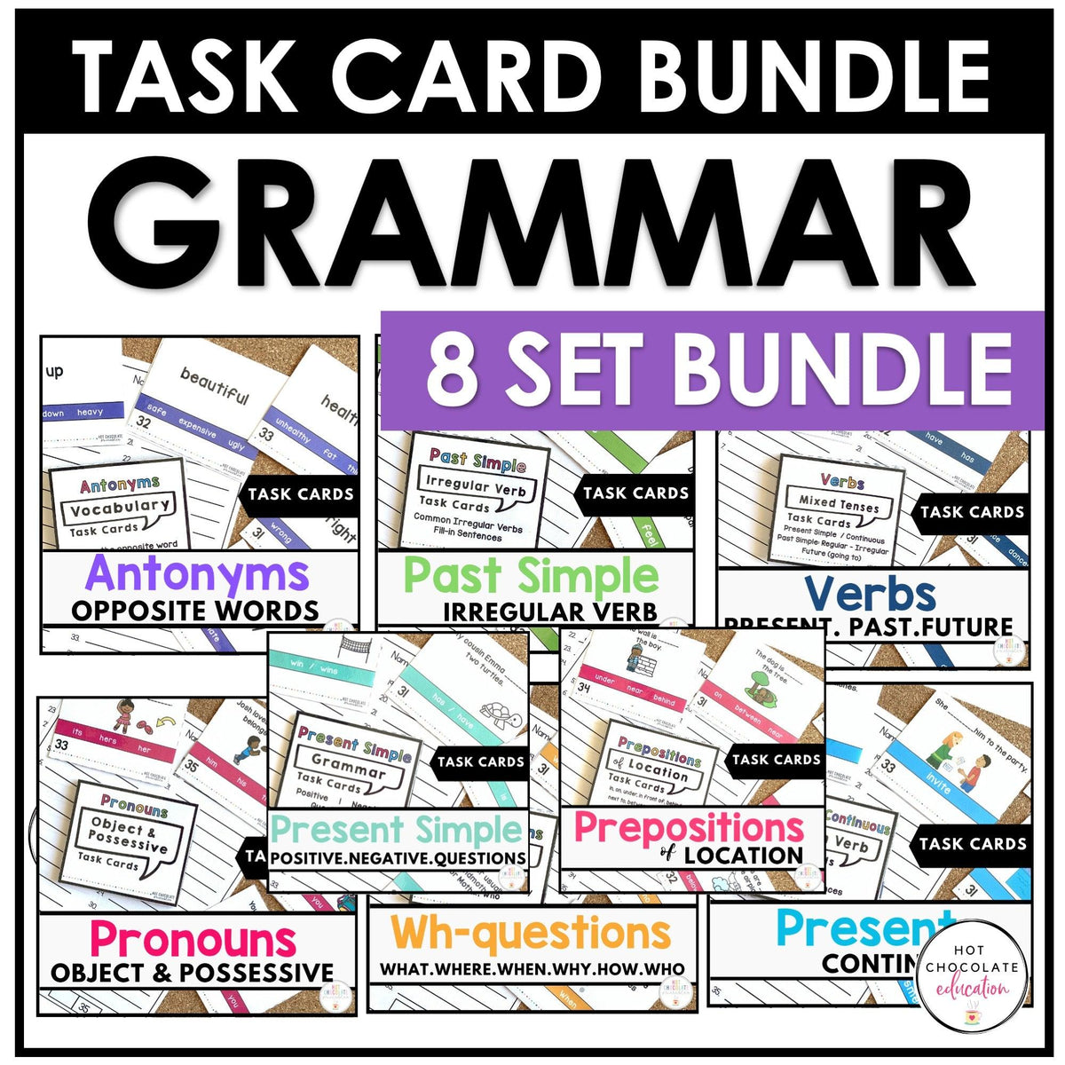 Grammar & Vocabulary Task Card Bundle for Elementary English – Hot ...