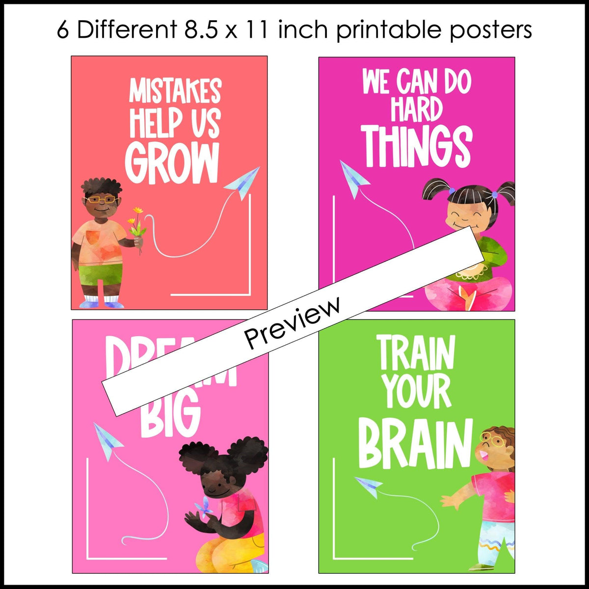 Growth Mindset Posters: Classroom Decor - Rainbow Kids