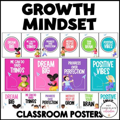 Growth Mindset Posters: Classroom Decor - Rainbow Kids – Hot Chocolate ...