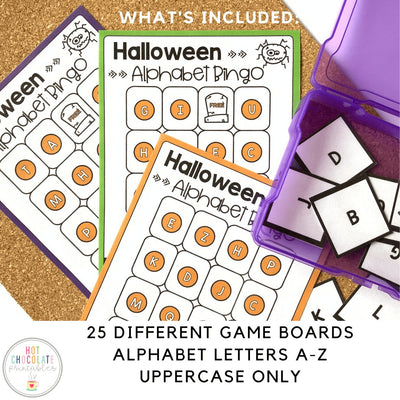 Halloween Alphabet Bingo Game : Uppercase Letters A-Z – Hot Chocolate ...