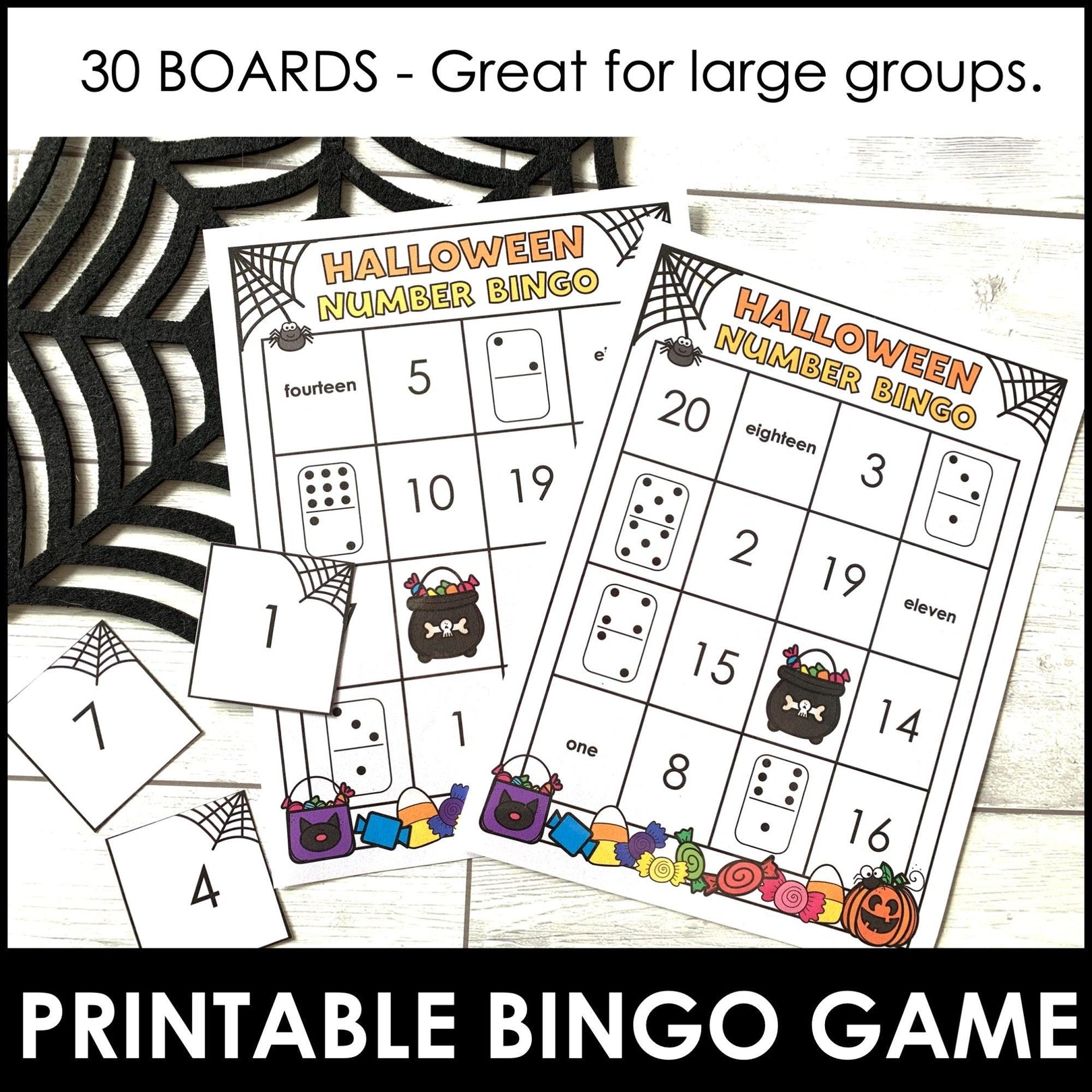 Halloween Bingo Game : Numbers 1 to 20