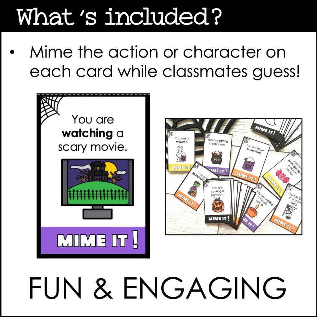 Halloween Charades Miming Game Cards for Kids- Action Verbs – Hot ...